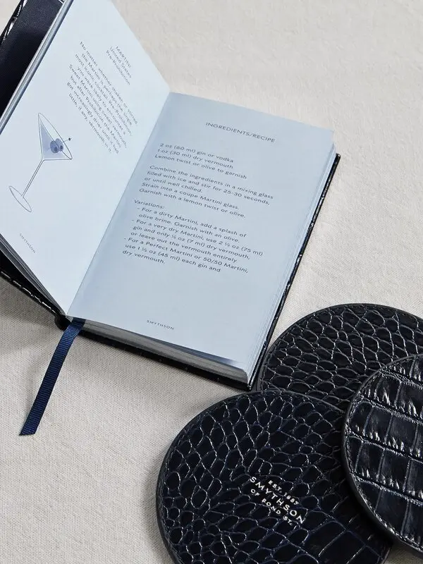 Smythson Mara Croc-effect Leather Bar Set