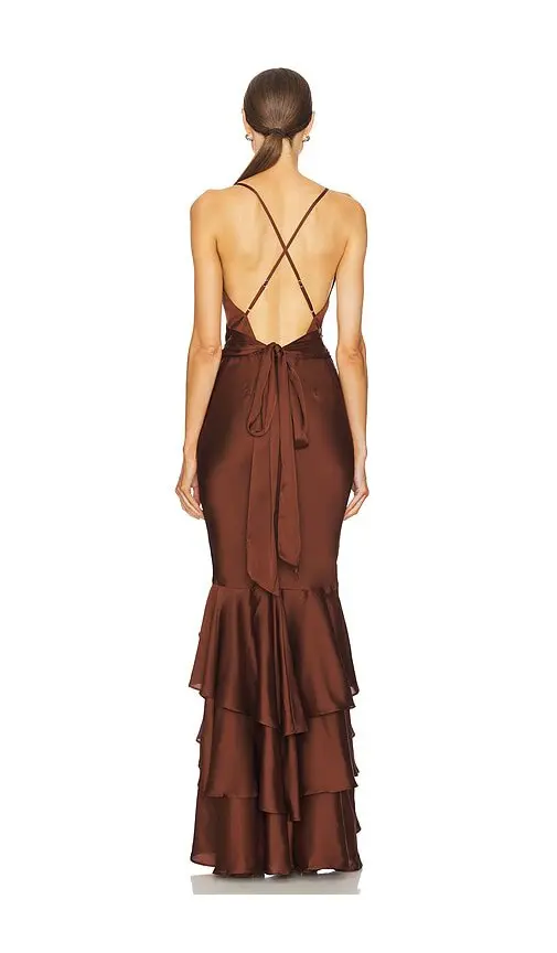 LOVERS AND FRIENDS Cleo Satin Gown - Chocolate
