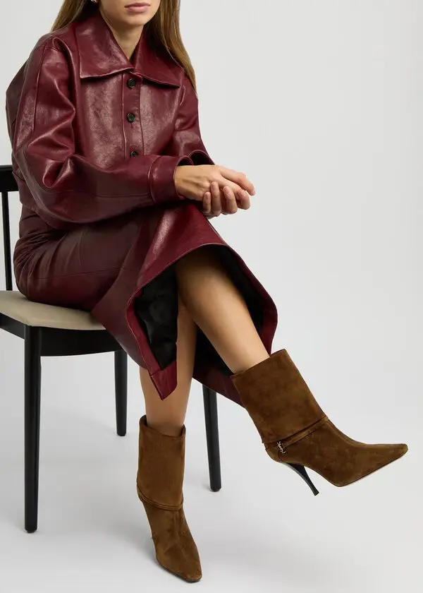 Saint Laurent Niki 90 Suede Ankle Boots
