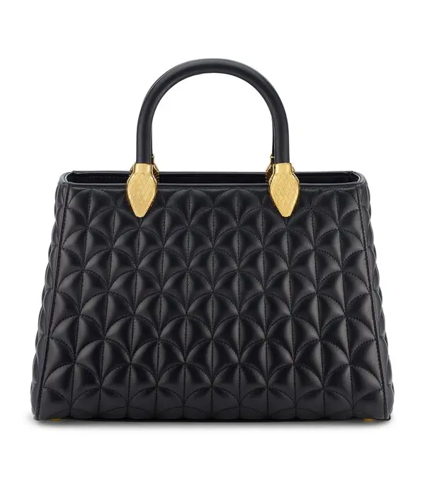 BVLGARI Leather Serpentine Duo Top-handle Bag