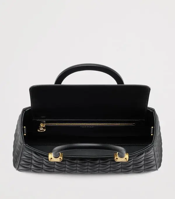 BVLGARI Leather Serpentine Duo Top-handle Bag