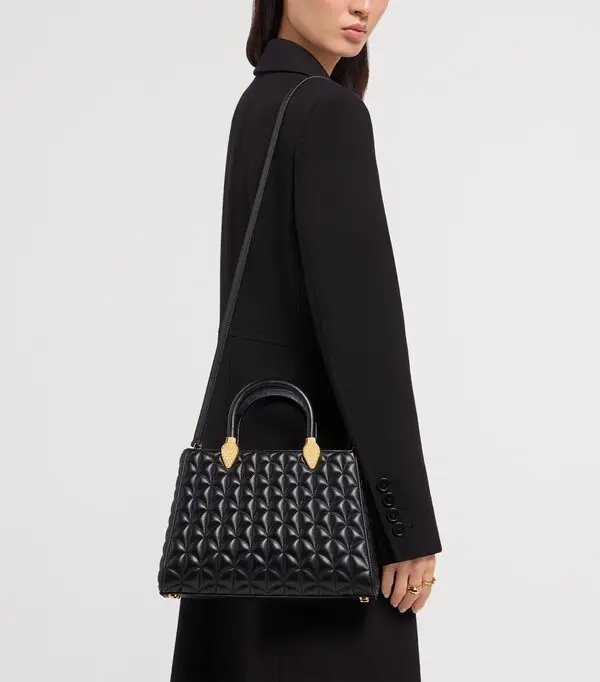BVLGARI Leather Serpentine Duo Top-handle Bag