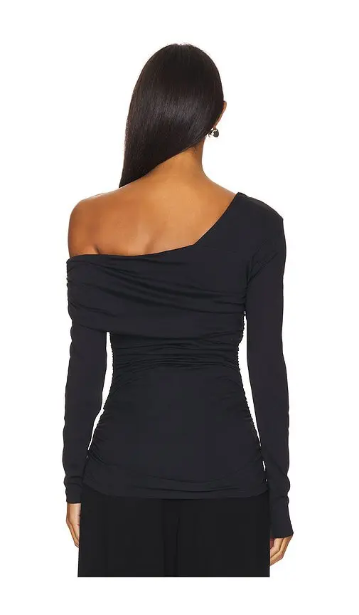 Susana Monaco One-shoulder Long Sleeve Top - Black