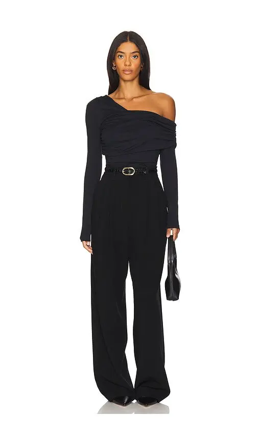 Susana Monaco One-shoulder Long Sleeve Top - Black