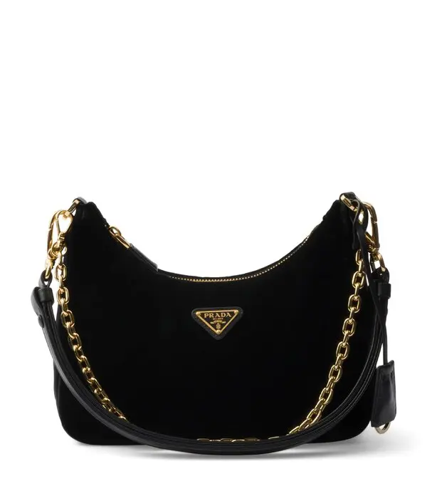 Prada Velvet Re-edition Shoulder Bag - Black