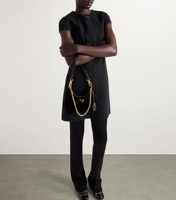 Prada Velvet Re-edition Shoulder Bag - Black