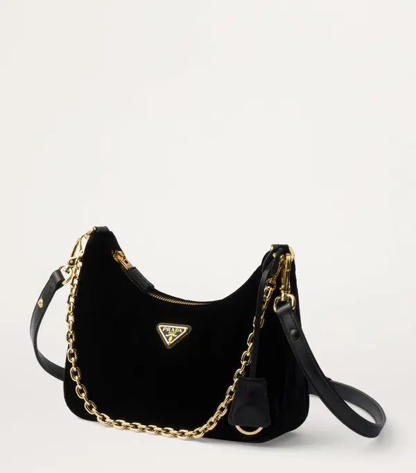 Prada Velvet Re-edition Shoulder Bag - Black