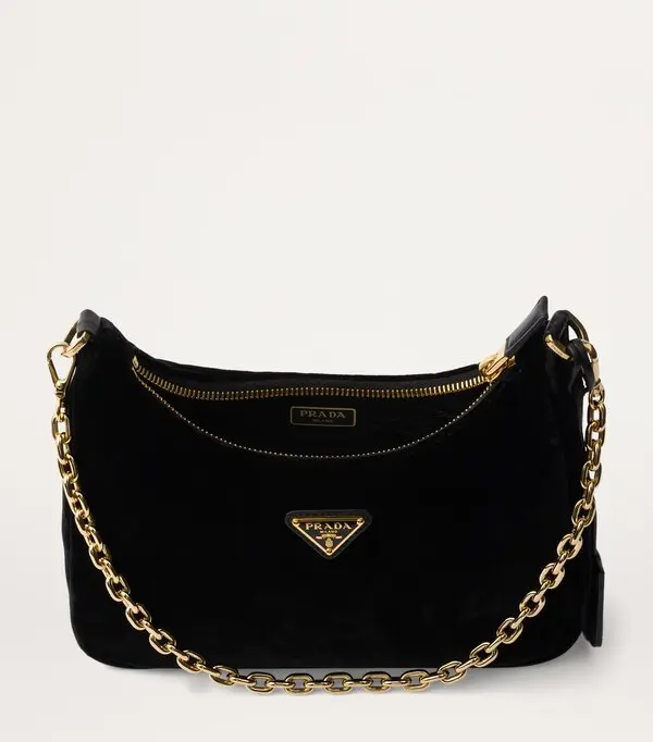 Prada Velvet Re-edition Shoulder Bag - Black
