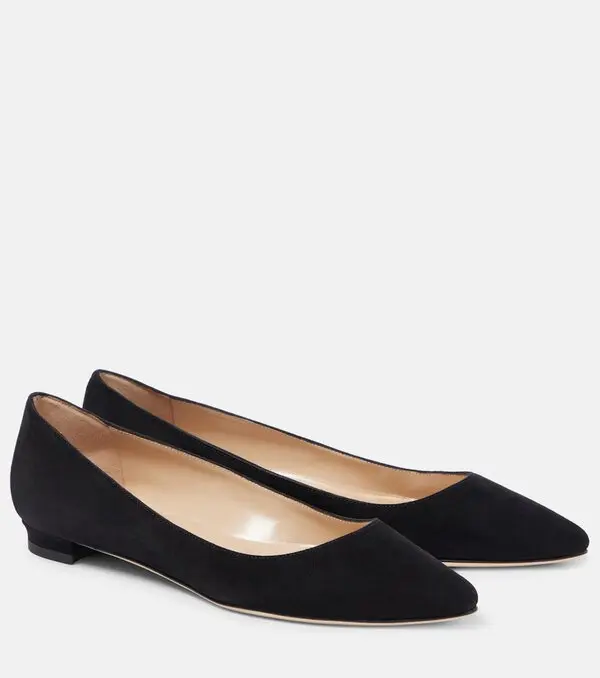 Manolo Blahnik Bb Suede Ballet Flats - Black