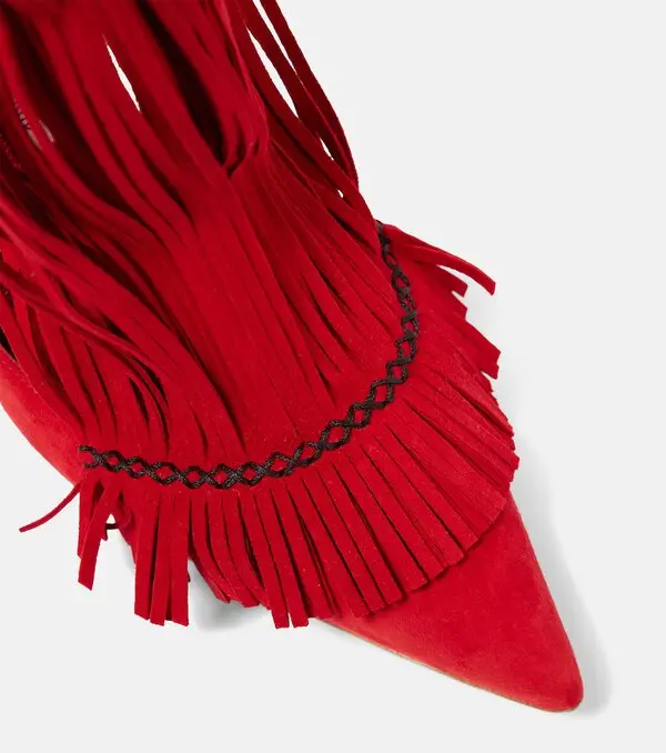 Manolo Blahnik Fiki 105 Suede Pumps With Fringe Detailing