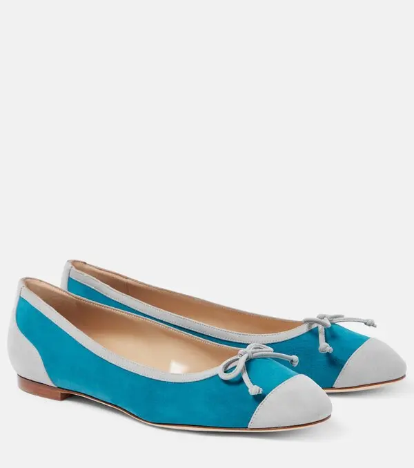 Manolo Blahnik Capbal Suede Ballet Flats