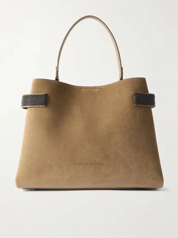 Brunello Cucinelli Bead-embellished Shoulder Bag - Brown