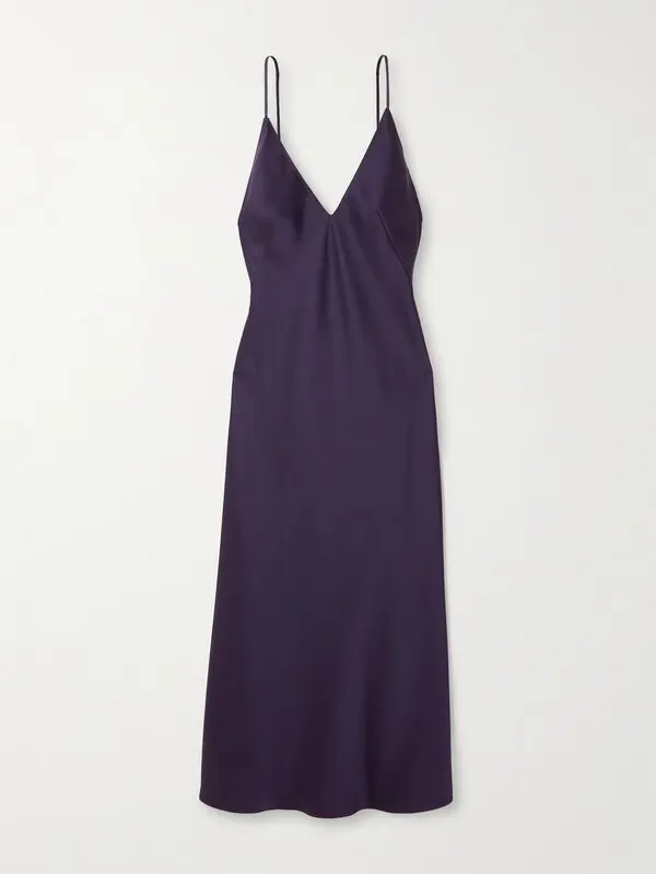 LESET Barb Open-back Washed-satin Midi Dress - Purple
