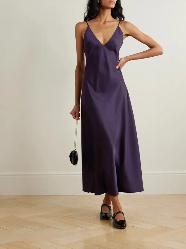 LESET Barb Open-back Washed-satin Midi Dress