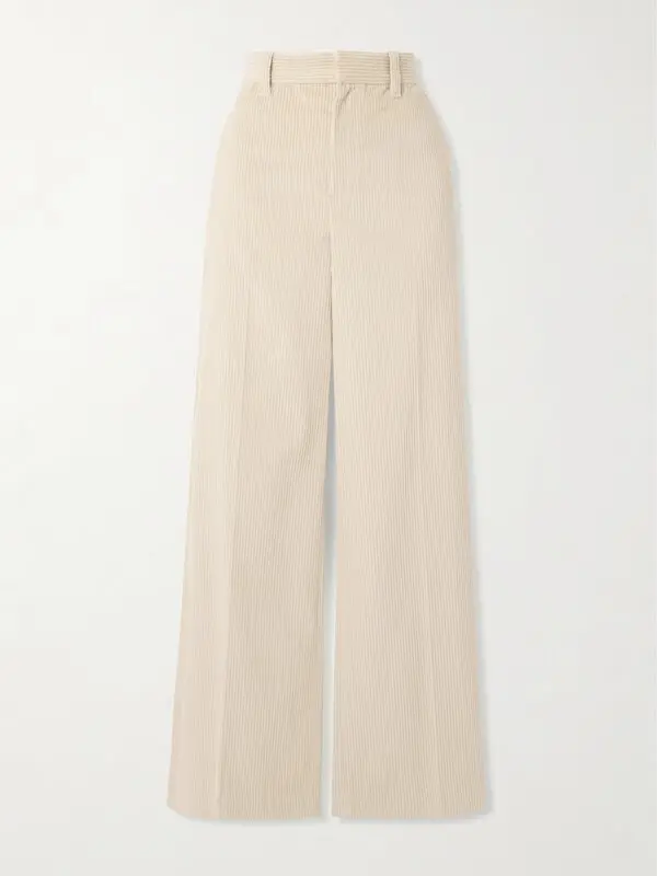 Brunello Cucinelli Cotton-corduroy Wide-leg Pants - Neutrals