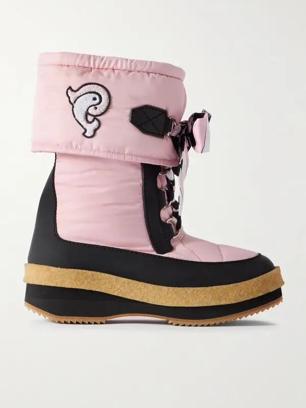 Emilio Pucci Logo-appliquéd Silk-twill Trimmed Shell Snow Boots