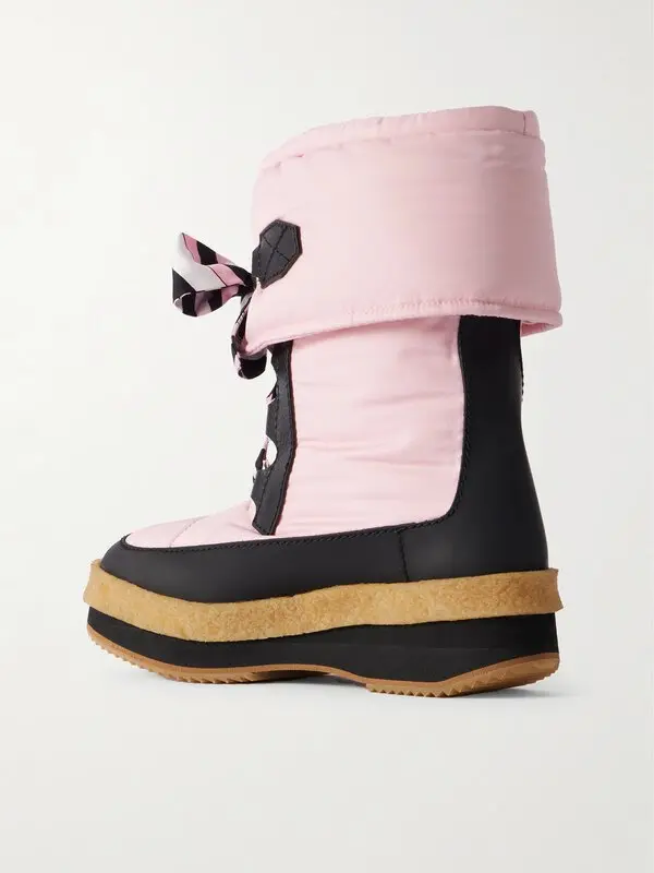 Emilio Pucci Logo-appliquéd Silk-twill Trimmed Shell Snow Boots