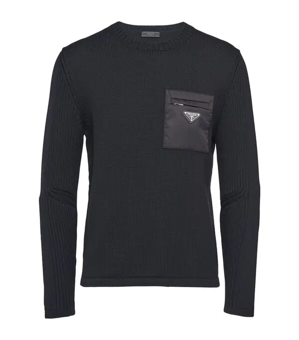 Prada Wool And Nylon Trimmed Sweater