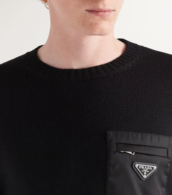Prada Wool And Nylon Trimmed Sweater