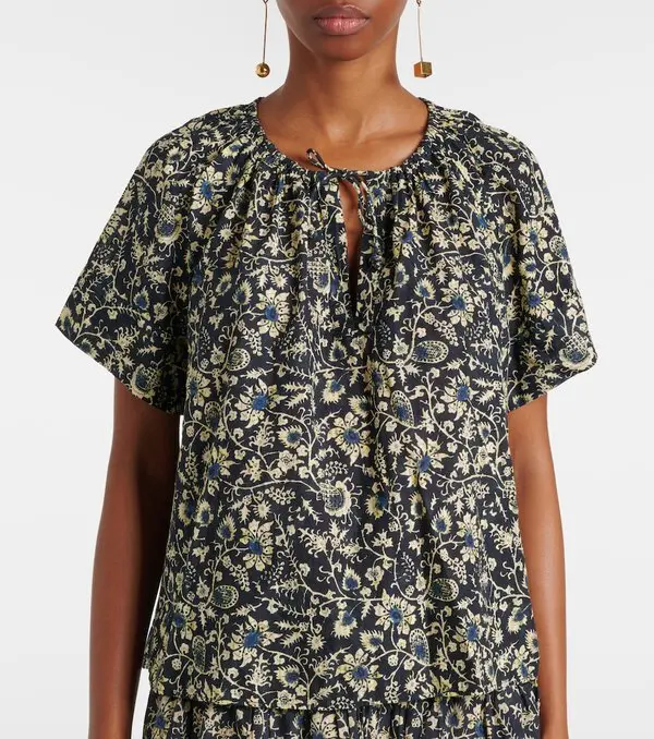 Ulla Johnson Sena Printed Cotton-blend Top - Multicoloured