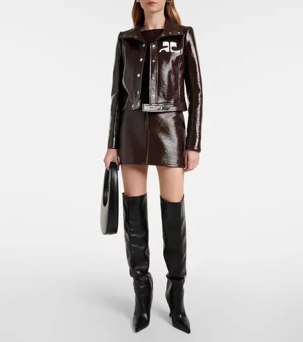 COURREGES Redition Vinyl Miniskirt - Brown