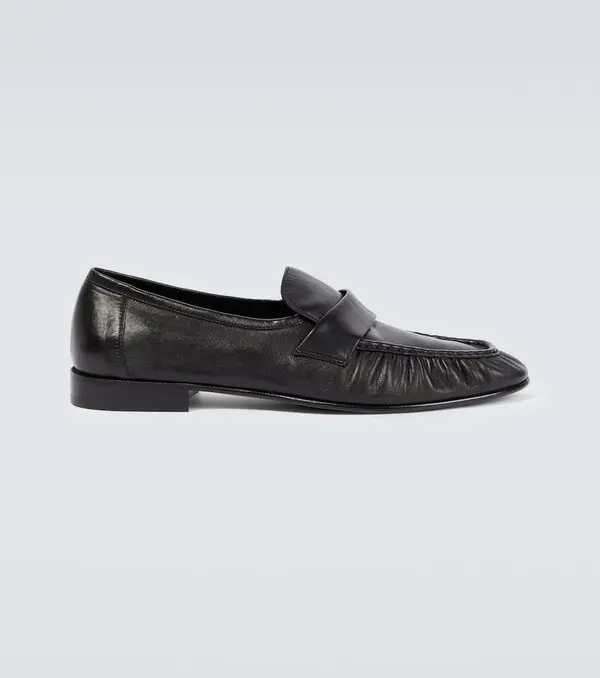 THE ROW Soft Leather Loafers - Black