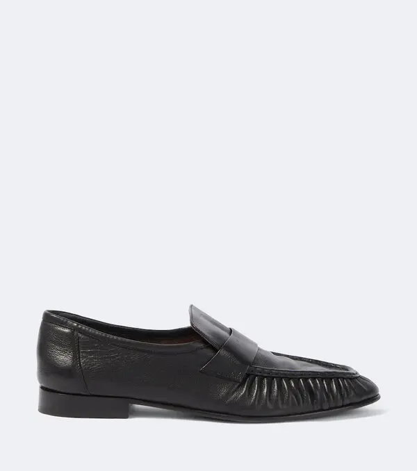THE ROW Soft Leather Loafers - Black
