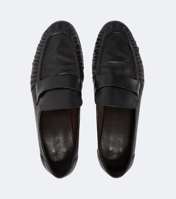 THE ROW Soft Leather Loafers - Black
