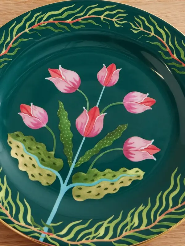 La DoubleJ Set Of Two Gold-plated Porcelain Dessert Plates
