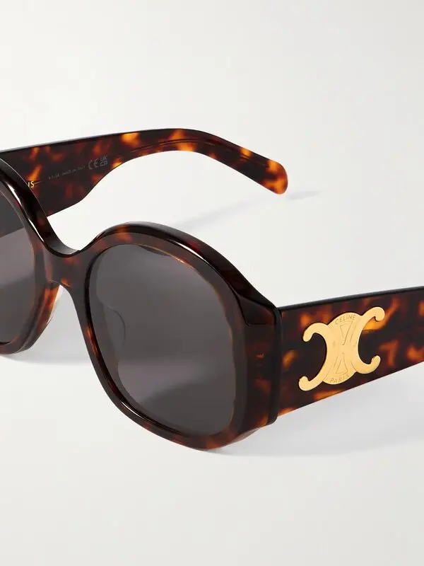 Celine Maxi Triomphe Round-frame Acetate Sunglasses
