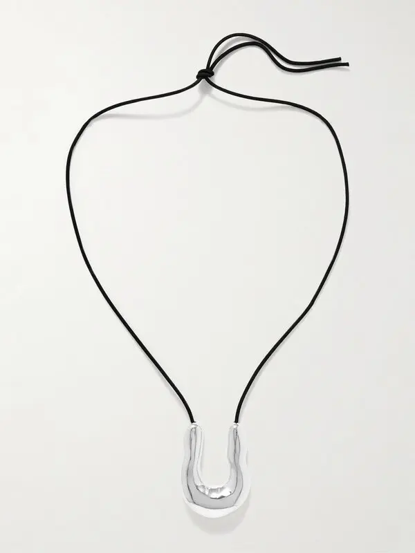 Agmes Large Wishbone Pendant Necklace - Silver