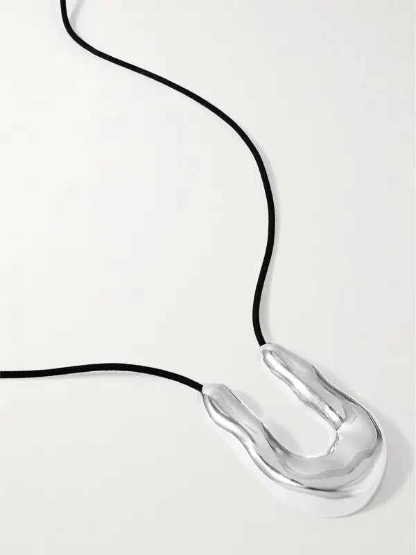 Agmes Large Wishbone Pendant Necklace - Silver