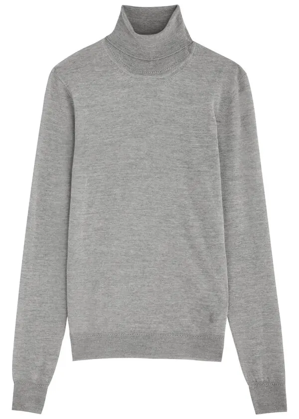 Saint Laurent Cassandre Fine-knit Wool Jumper - Grey