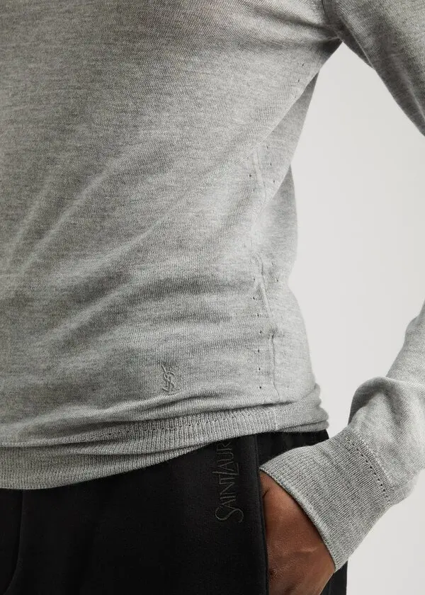 Saint Laurent Cassandre Fine-knit Wool Jumper