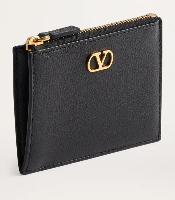 Valentino Garavani Leather Vlogo Coin And Card Holder