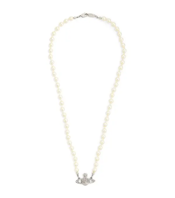 VIVIENNE WESTWOOD Pearl Bas Relief Necklace - Silver