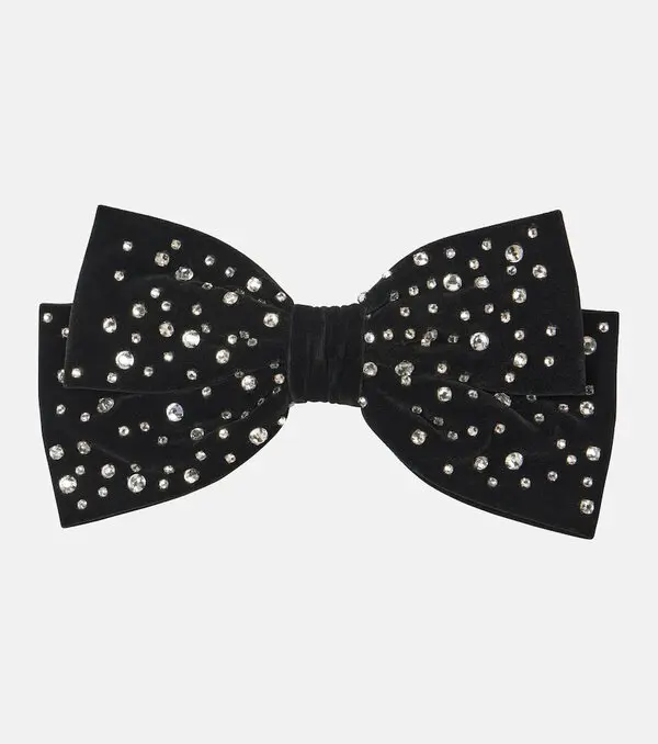 JENNIFER BEHR Loren Crystal-embellished Velvet Bow Barrette - Black