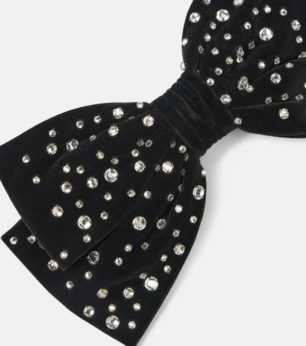 JENNIFER BEHR Loren Crystal-embellished Velvet Bow Barrette