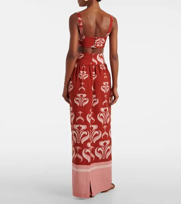 ADRIANA DEGREAS Printed Cotton Maxi Skirt