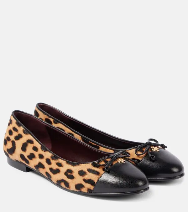 Tory Burch Leopard-print Calf Hair And Leather Ballet Flats - Multicoloured