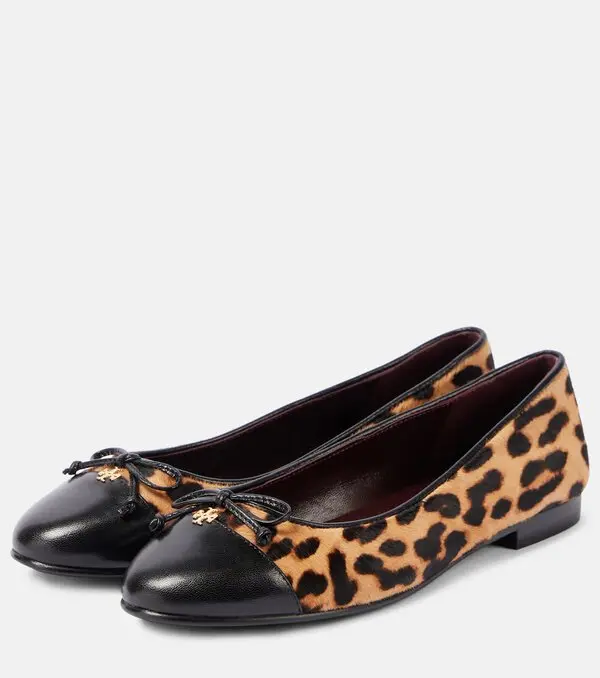 Tory Burch Leopard-print Calf Hair And Leather Ballet Flats