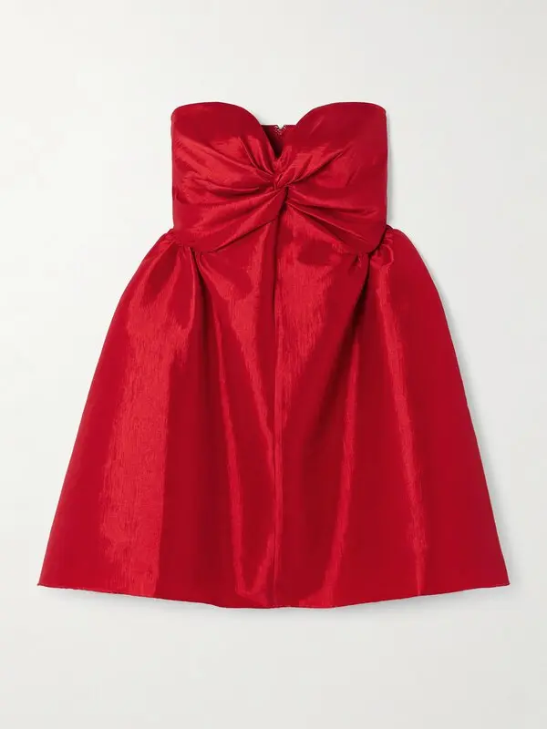KIKA VARGAS Fiona Strapless Twisted Taffeta Mini Dress - Red