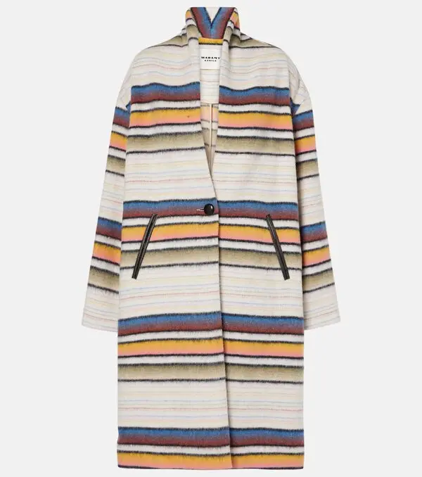 MARANT ETOILE Striped Wool-blend Coat