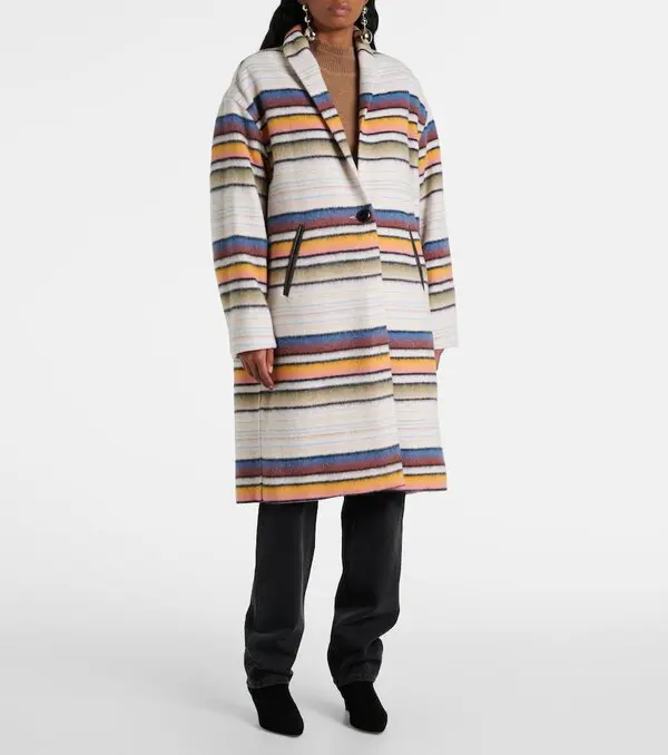 MARANT ETOILE Striped Wool-blend Coat