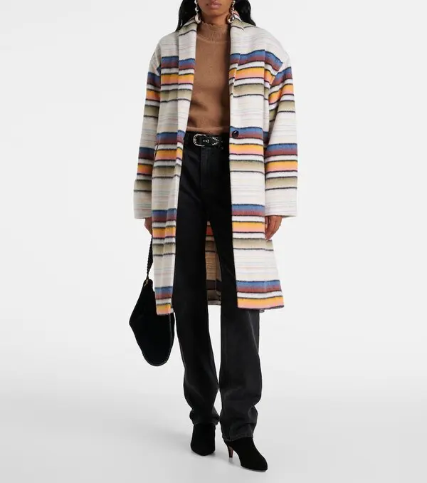 MARANT ETOILE Striped Wool-blend Coat