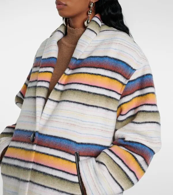 MARANT ETOILE Striped Wool-blend Coat