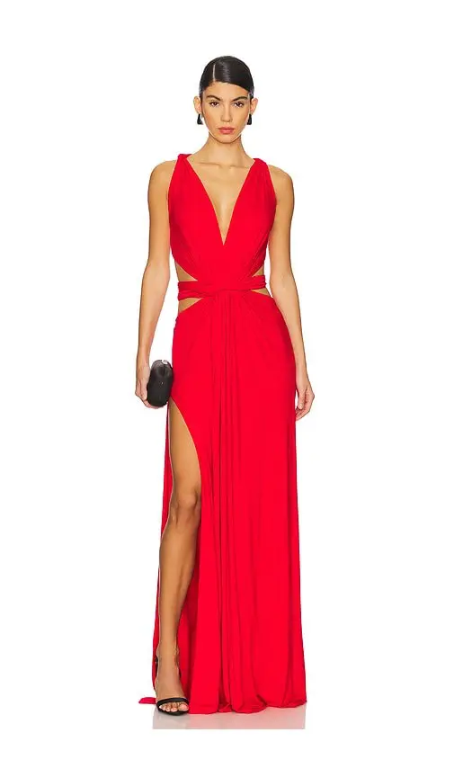 SID NEIGUM 4 Way V Neck Knot Dress
