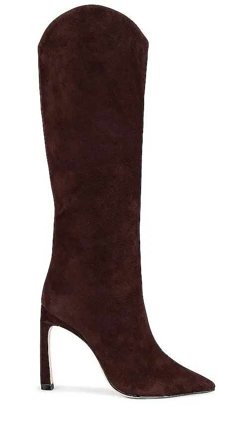 Schutz Sculpted Suede High Heel Boots - Chocolate