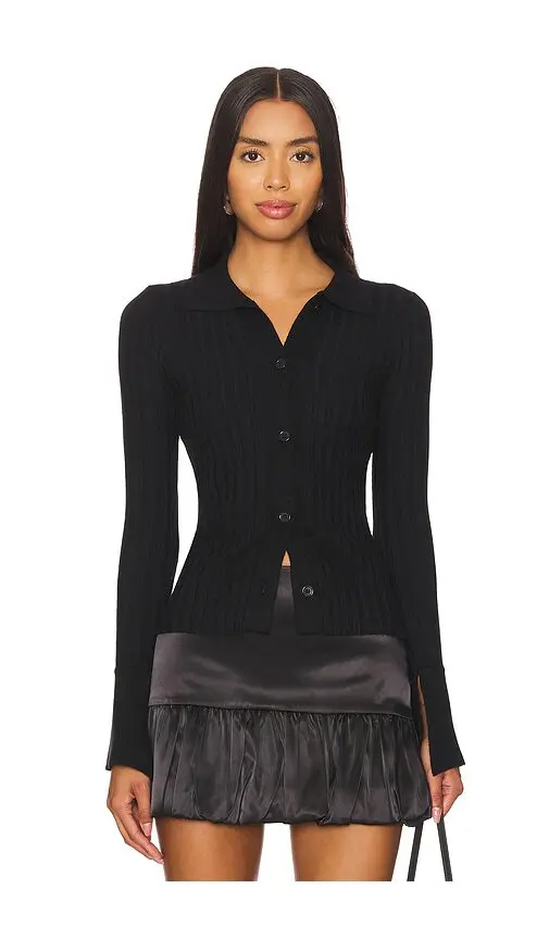MORE TO COME Brandy Button Front Sweater - Black