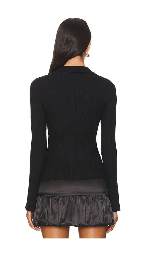 MORE TO COME Brandy Button Front Sweater - Black